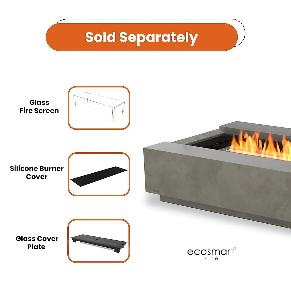 Eco Smart | Cosmo 50 Fire Pit Table | Natural Color | Ethonal Stainless Steel Gas Burner | Elegant Curved Design with Versatile Wide Lip | Complements Any Decor and Setting