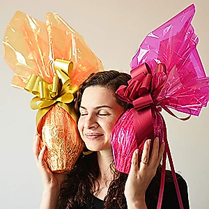 Easter Pink Cellophane Wrap Roll, Translucent Pink Cellophane Wrapping Paper, 16 Inch Width x 100 Ft Long Colored Cellophane Rolls for Gift Baskets, DIY Arts Crafts Decoration and More