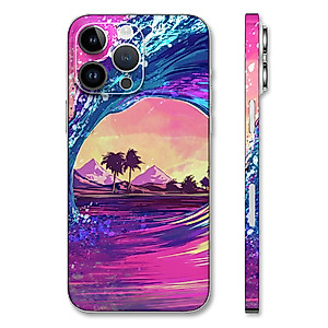 HK Studio Hippie Wave Skin Decal (Not Case) for iPhone 14 Pro Max - No Bubble, Slim, Waterproof - Protecting & Personalizing iPhone's Back, Camera, Frame Pink