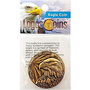 Christian Challenge Coins, Zinc-Alloy with Antique Gold-Color Plating | Task Ahead I Can Do All Things Coin, Eagle Coin, Faith Can Move Mountains Coin | Value Variety Pack of 3 | Assortment 2