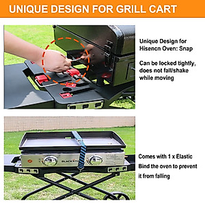 Hisencn Portable Grill Cart with Wheel for Weber Q1200, Q1000, Q2200, Q2400, Q2000 Series, for Blackstone 17" 22" Table Top Griddles, Folding Cart, Outdoor Griddle Stand Shelf, Black
