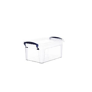 Superio Plastic Storage Box, Clear Container Bin with Lid, 1.75 Quart, Small Stackable Tote with Snap Lock Handles