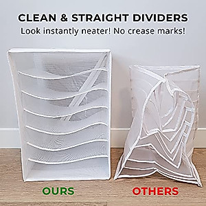 Joue Closet Drawer Organizers 4 Pcs. Premium, Extra-Sturdy, Mesh Organizational Dividers for Clothes Storage. White Wardrobe Dresser Clothing Grid System for Tshirts, Jeans, Leggings. 2 Small, 2 Large