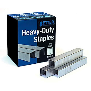 5,000 Count Heavy Duty Staples, 23/13, 1/2-inch Staples, 100/Strip, Chisel Point Tips, High Capacity, by Better Office Products