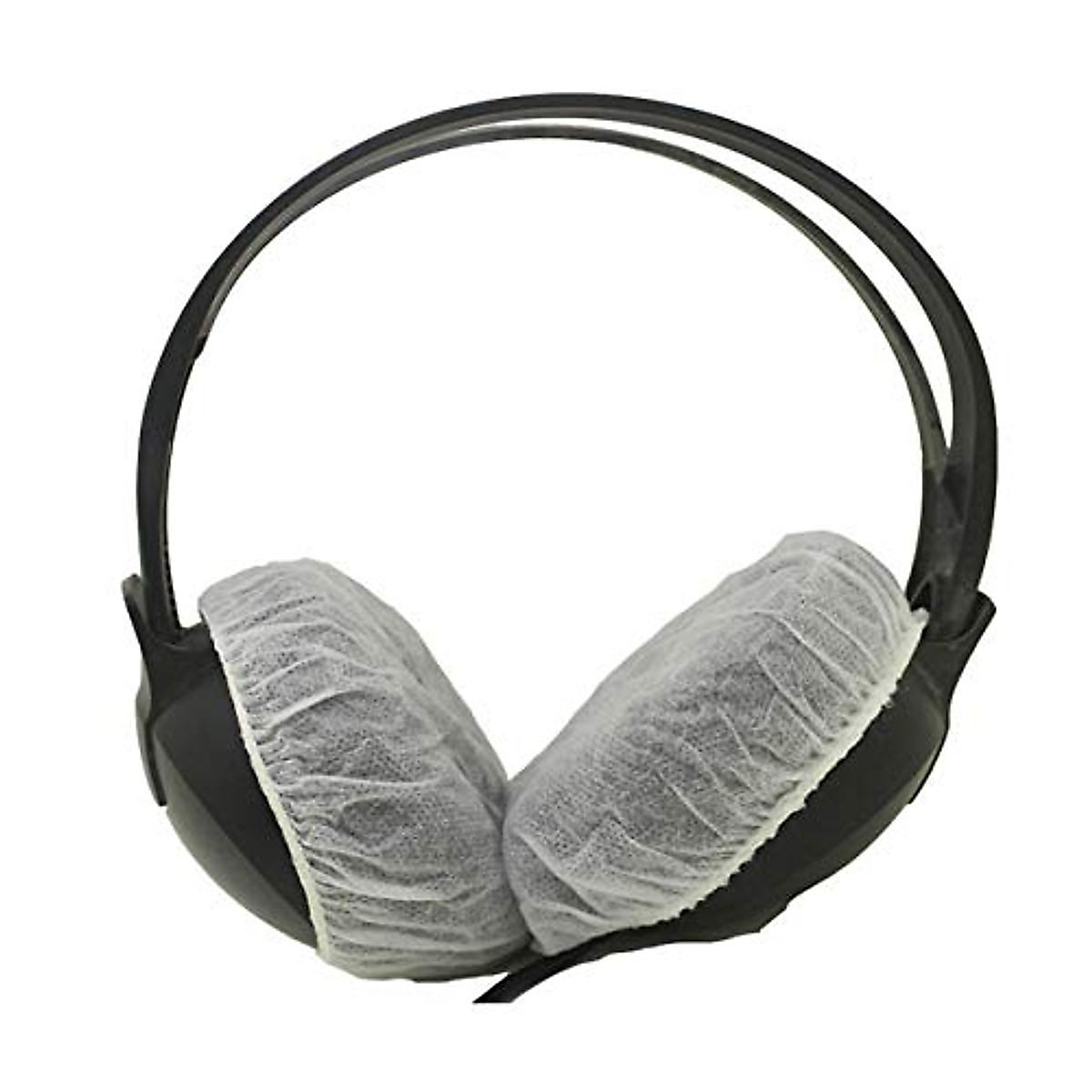 generic Headphone Covers 100pcs Disposable Non- Woven Headset Ear Covers- Stretchable Sanitary Replacement Earpads Covers- White