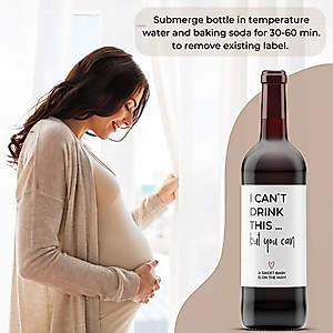 ST. PAULY | ● 10 PCS in 2 Sizes ● Pregnancy Announcement Wine Labels | Baby Announcement Bottle Label | Gender Neutral Pregnancy Reveal | For Family and Friends (I can't drink this but you can)