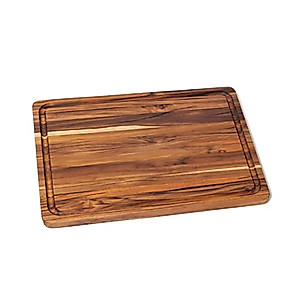 Lipper International Teak Wood Edge Grain Kitchen Cutting and Serving Board, Large, 16" x 12" x 3/4"