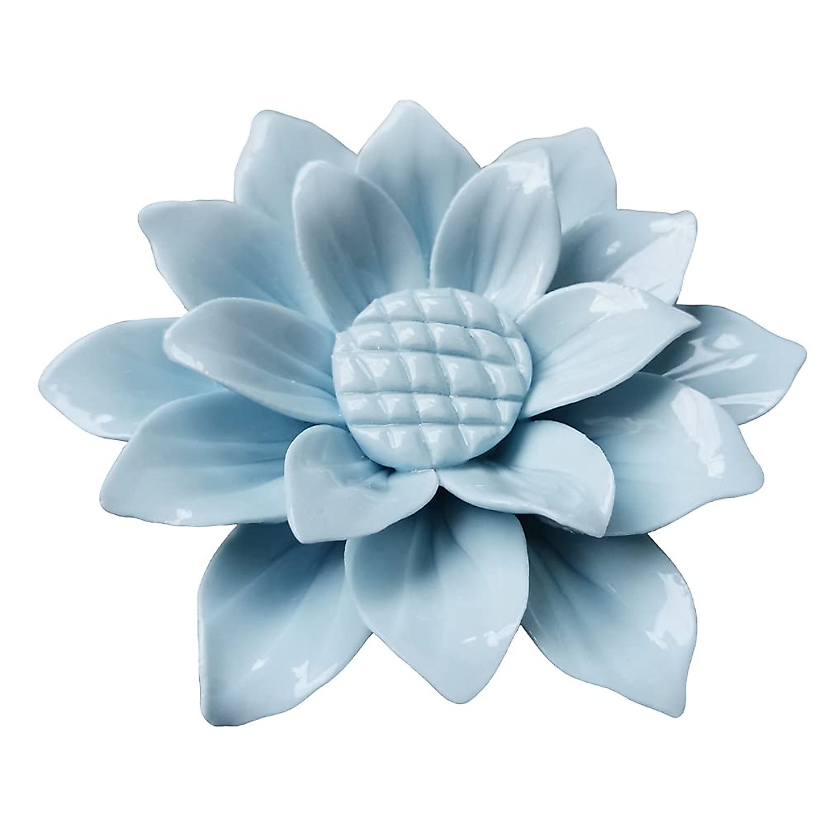 SUVCOTIN Ceramic Wall Flower Decor Sunflower 3D Hanging Artificial Flower Home Garden Farmhouse Decoration, Blue, 3.54 in
