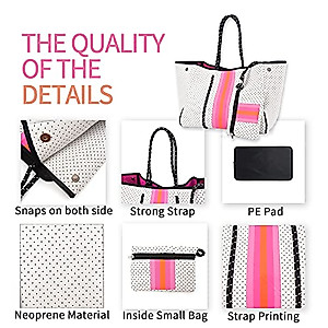 Tote bag for women,Neoprene bag,handbags for women to fit Cameras,Books,Clothing，Diaper Bag for Summer Beach Trips,Travel Pool Gym Studio Office School,Gift for Women Crafts by IBEE(White)