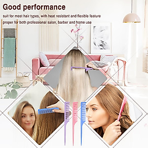 3 Pieces Plastic Rat Tail Comb Pintail Comb Fiber Teasing Comb 9 Inch Styling Comb with Thin and Long Handle for Men Women Girl Salon Home Supplies