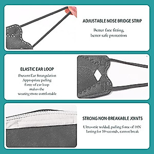 60PCS KF94 Mask, 4 Layers Non-woven KF94 Face Masks 3D Fish Type Protection for Adult Women Men Black+Grey