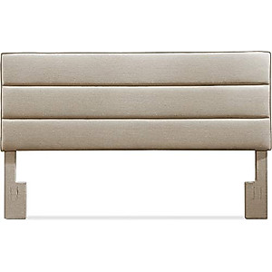 Serta Palisades Collection Upholstered Padded Headboard Modern Tufted Design, Soft Linen-Textured Fabric, Eastern King, Beige