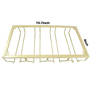 XIAOYU Wine Glass Racks, Stemware Racks, Wine Glass Rack Hanger, Stainless Steel Bar Home Cup Glass Holder, Under Cabinet Wine Glass Stemware Rack Holder, 4 Rows, Gold