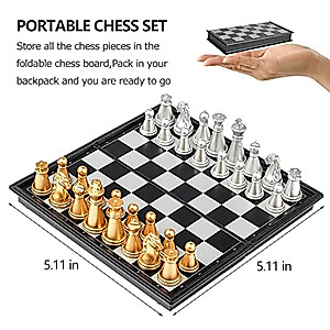 Mini Chess Set - Vikutu 5.11 Inch Small Portable Travel Chess Set - Magnetic Chess Board Set - Super Fun for Party Travel Family Game 2 players