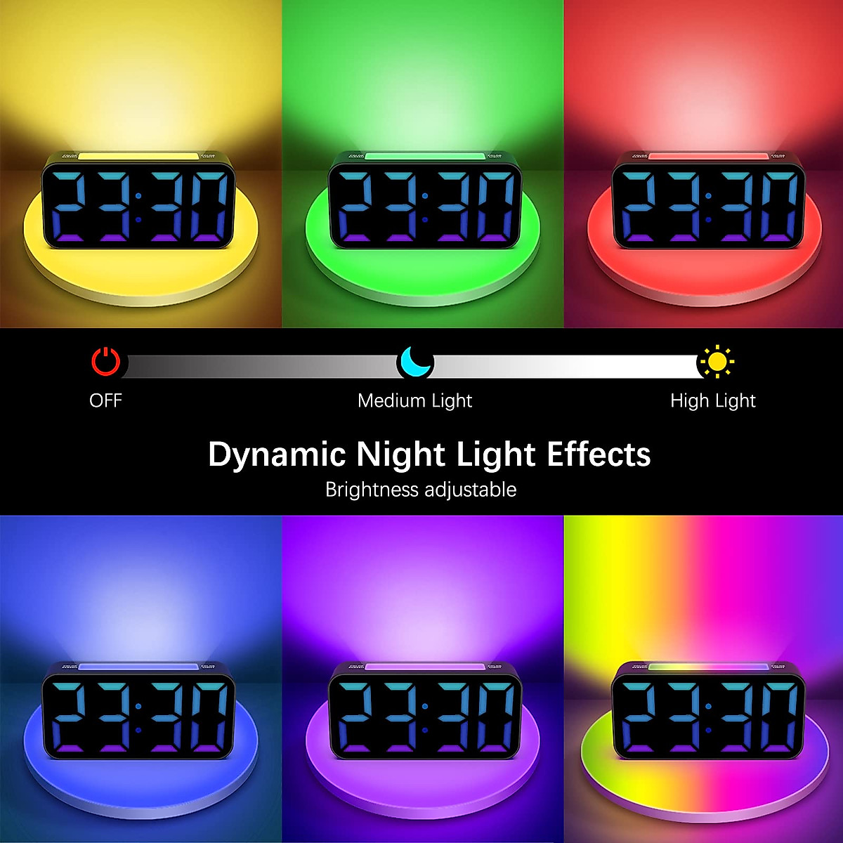 Topski Alarm Clocks for Heavy Sleepers, Vibrating Alarm Clock with Bed Shaker, Night Light, Large Display, Dimmable Loud Clock for Adults Hearing Impaired Deaf Seniors Teens (RGB)