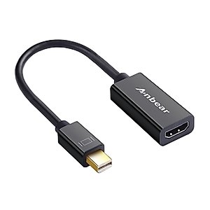 Anbear Mini Displayport to HDMI Adapter Thunderbolt to HDMI Cable, Gold-Plated Display Port to HDMI Adapter Compatible with MacBook Pro, MacBook Air, Mac Mini, Microsoft Surface Pro