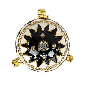 QIFU Hand Painted Enameled Faberge Egg Style Decorative Hinged Jewelry Trinket Box Unique Gift For Home Decor