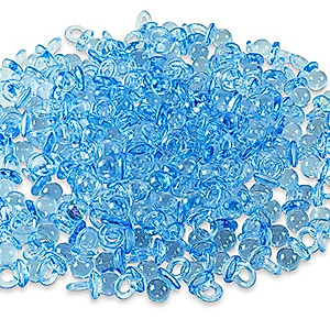 Mini Acrylic Baby Pacifiers for Baby Shower Decorations, Table Scatter, Party Favors, Games & Activities - 144 Pieces by Super Z Outlet (Blue)