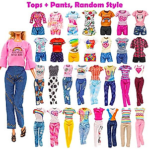 BARWA 57 Pack Doll Clothes and Accessories 5 Fashion Dresses 4 Tops 4 Pants Outfits 3 Wedding Gown Dresses 3 Swimsuits Bikini 5 Mini Dresses, 10 Hangers 15 Shoes Computer Cosmetic for 11.5 inch Doll