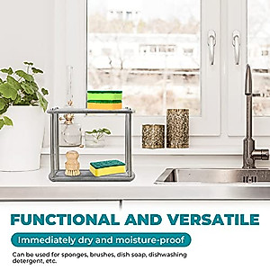 Sekonow 2 Tier Sink Caddy, Bathroom Instant Dry Sink Organizer, Diatomaceous Earth Fast Drying Stone Sink Tray, Kitchen Sink Organizer Soap Sponge Holder