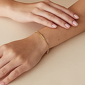 PAVOI 14k Gold Plated Lightweight Curb Link Bracelet | Bracelet for Women (Yellow Plated, Curb Link)