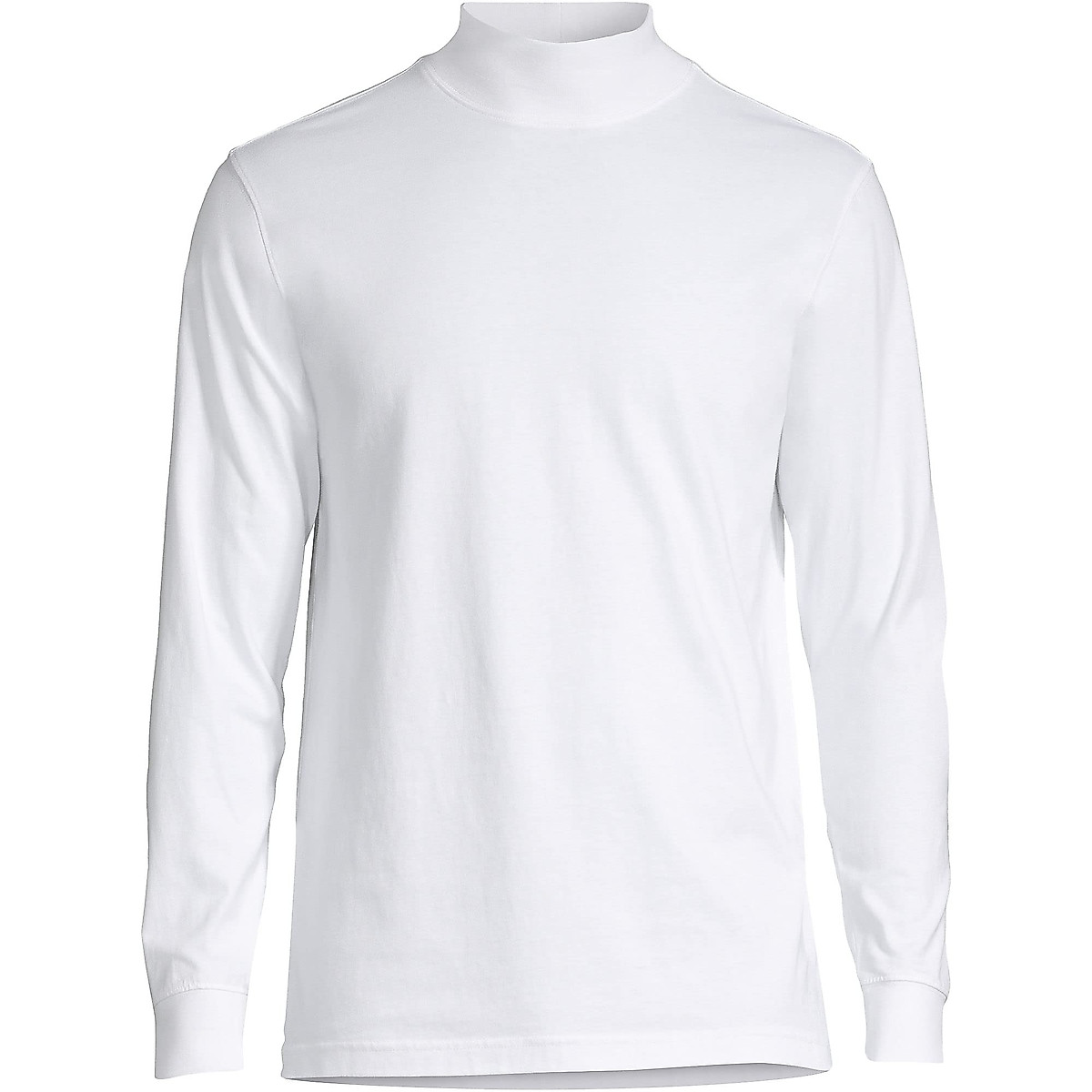 Lands' End Mens Long Sleeve Super-T Mockneck White Regular Medium