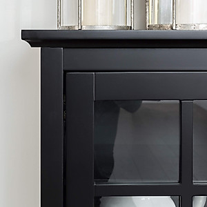 Walker Edison Charlotte Classic Glass Door Storage Buffet, 52 Inch, Black