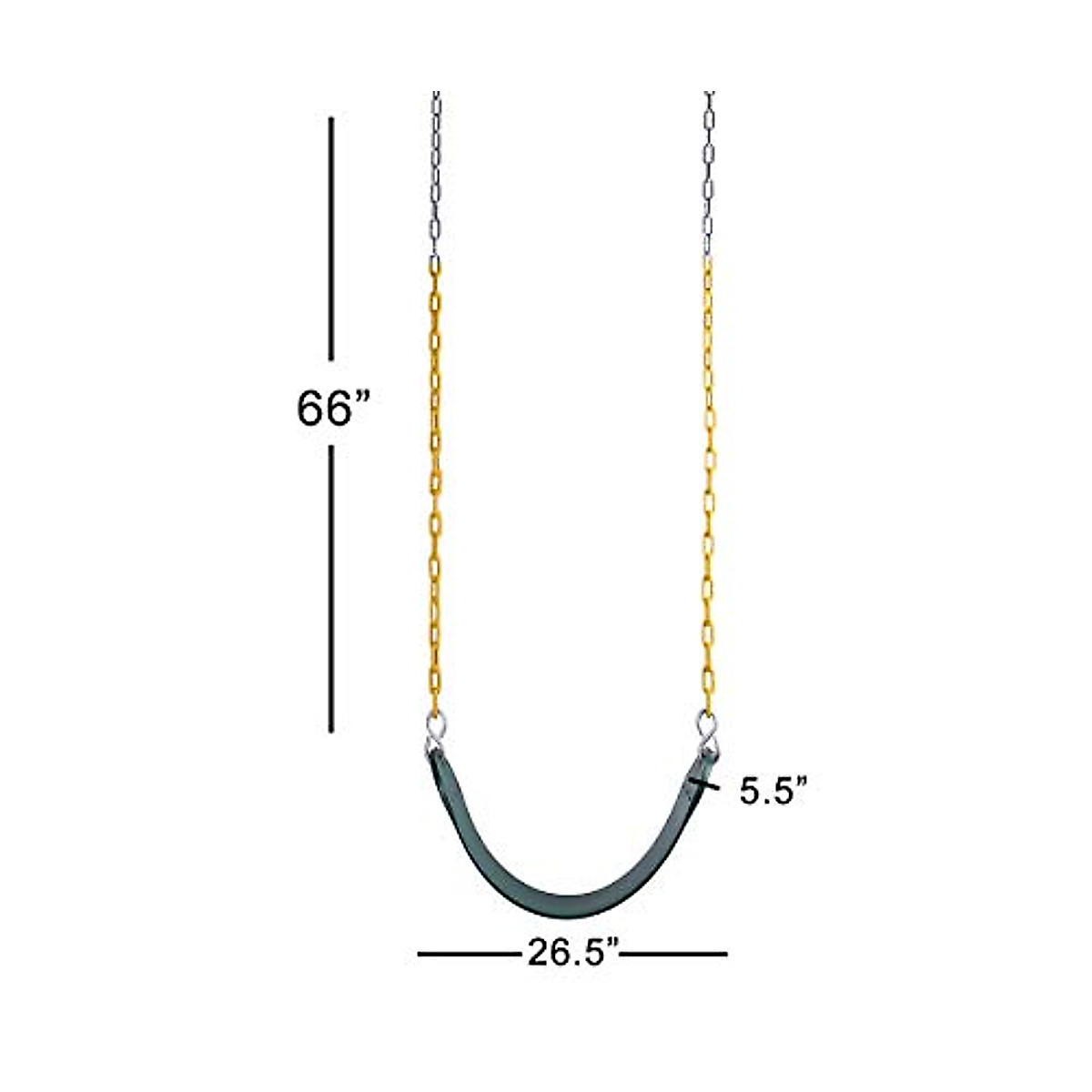 Heavy Duty Swing Seat 66" Chain Plastic Coated, Playground Backyard Kids Swing Set Accessories Outdoor Replacement with Snap Hooks, Swings for Kids Adults(Green)