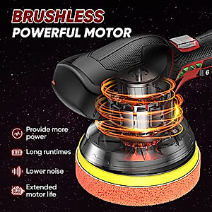 Avhrit Cordless Buffer Polisher kit 6 Inchs with 2 Battery & 6 Variable Speed Used for Car Detailing/Waxing