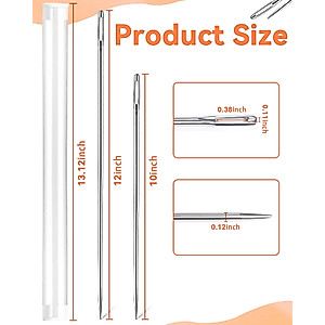 FIVEIZERO 10"/12" Professional Upholstery Needle – Extra Long Sewing Needle, Large Needle for Upholstery and Crafting Projects, Big Needle for Canvas Repair Stitching, Giant Needle for Large Tasks