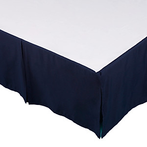 CaSaJa Original Crib Sheet and Skirt Set for Baby Boy Girl, Breathable Soft Nursery Crib Bedding Set Standard, 14” Drop Pleated Bedskirt Navy, 9” Deep Pocket Fitted Mattress Bed Sheet Gray