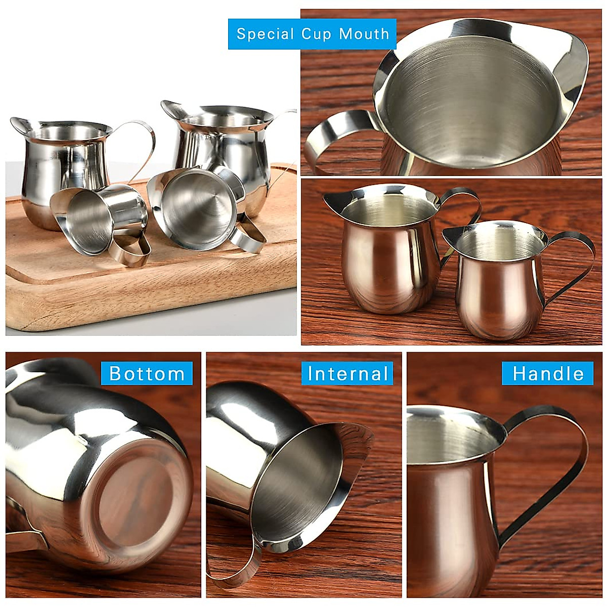 Rolin Roly 90ML Milk Frothing Pitcher Stainless Steel Small Bell-Shaped Creamer Coffee Jug for Barista Cappuccino Espresso Cups Latte Art Pitcher