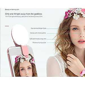 Zxsdjksd Mobile Phone Fill Flash Lens Light Lamp Clip Three Stop Dimming Mini Durable Practical 10 LED Selfie Ring Beauty,Pink