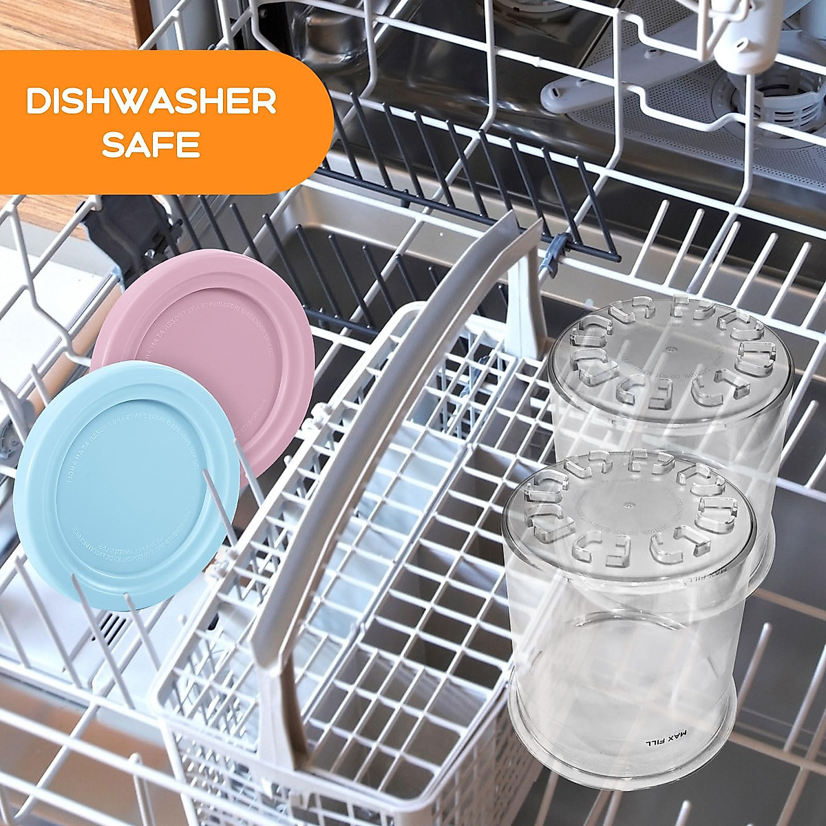 Replacement Containers - 4 Pack 16oz, Pints and Lids, Ice Cream Maker Machine Accessories, Compatible with Ice Cream Making Machines- 16oz, Dishwasher Safe