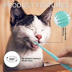 BLMHTWO 2 Pieces Cat Toothbrush, Small Dog Toothbrush 360-Degree Dog Toothbrush Small with Independent Transparent Packaging Box and PP Handle Silicone Dog Toothbrush for Small Dogs (Green and Pink)