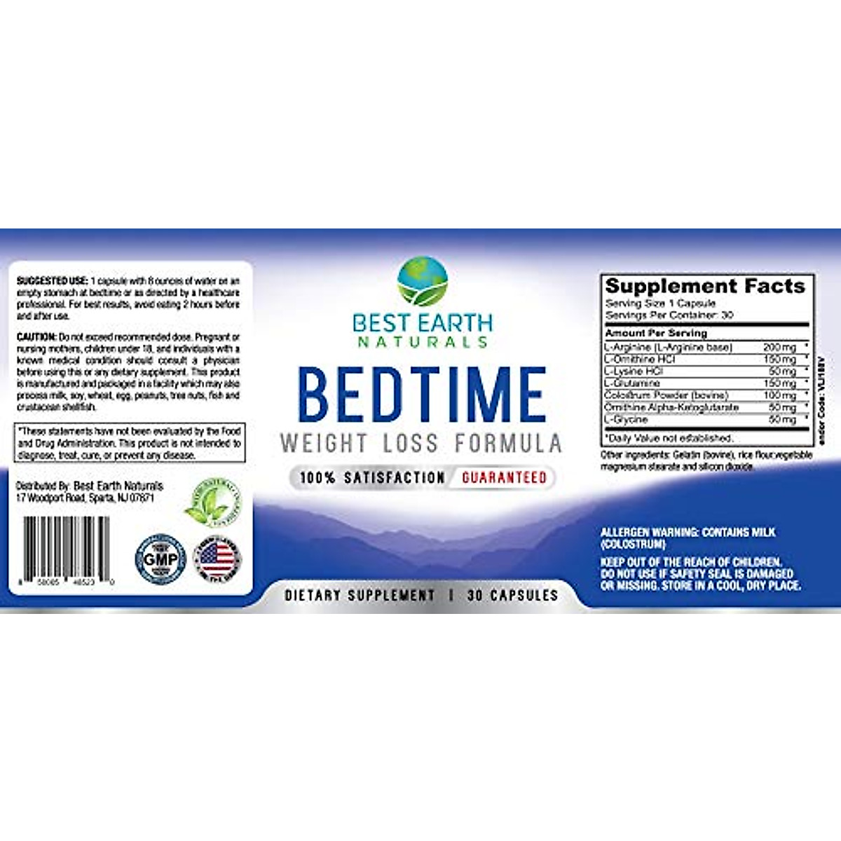 Best Earth Naturals Bedtime Weight Loss Supplement - Helps Boost Metabolism, Suppress Appetite and Reduce Sugar Cravings While You Sleep 30 Day Supply