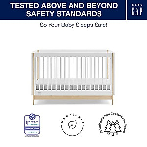 GAP babyGap Tate 4-in-1 Convertible Crib - Greenguard Gold Certified, Bianca White/Natural