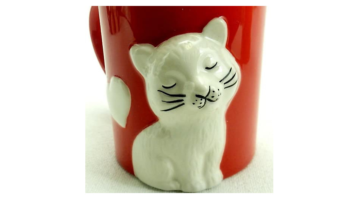 TDL Kissing Cat Mugs, Cute Matching Coffee Mugs, 3-Finger Loop Handles ...