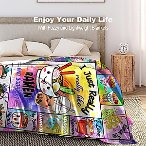 Anime Ramen Blanket Cartoon Ramen Blankets and Throws Bed Couch Sofa Christmas Birthday Gifts for Teens Boys Kids Girls Women Adults 50"X40"
