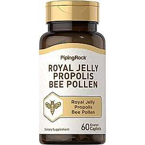 Piping Rock Royal Jelly Propolis Bee Pollen | 60 Caplets | Vegetarian, Non-GMO, Gluten Free Supplement