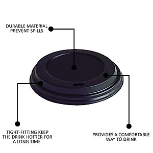 Smygoods Coffee Cup Lids, Dome Lid for Smygoods 10/24 Ounce Cups, Paper cups, Black, 50 Count [No Cups Included]