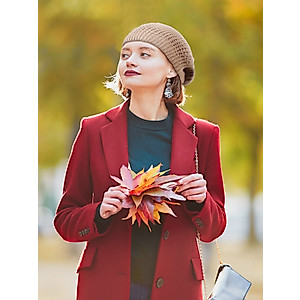 Newcotte 3 Pcs Soft Slouchy Crochet Beret Chic Cutout Beret Hats for Women Lightweight Knit Beanie Caps for Women(Black, Gray, Khaki)