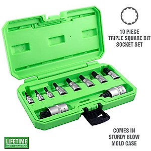 OEMTOOLS 23906 10 Piece Magnetic Triple Square Bit Socket Set, Triple Square Socket Set for European Vehicles, Includes Sturdy Storage Case