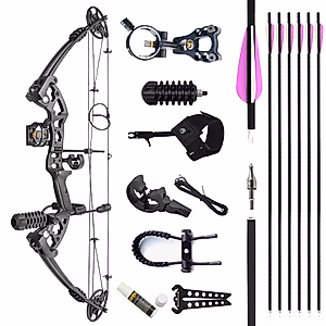 AMEYXGS Archery Compound Bows Kit Draw Weight 30-55 lbs Hunting Bow IBO 310fps Adults Archery with Hunting Accessories - Right Handed (Black)