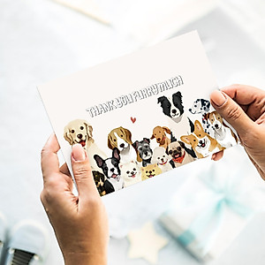 Whaline 48 Pack Cute Dog Thank You Cards Cartoon Greeting Cards with Envelopes & Stickers Blank Note Cards for Baby Shower Birthday Party Invitation Supplies