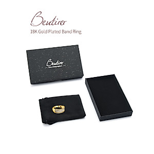 Beutirer Wedding Rings for Women, 18K Gold Plated Promise Wedding Band for Women, 3-Row Round and Baguette Emerald Cut Cubic Zirconia Engagement Rings, Anniversary Rings, Gold Rings for Women Size 5-9