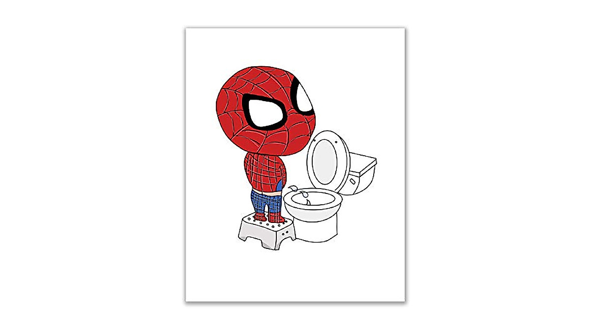 Spiderman Bathroom Prints - Set of 4, Vibrant Wall Art for Kids' Rooms