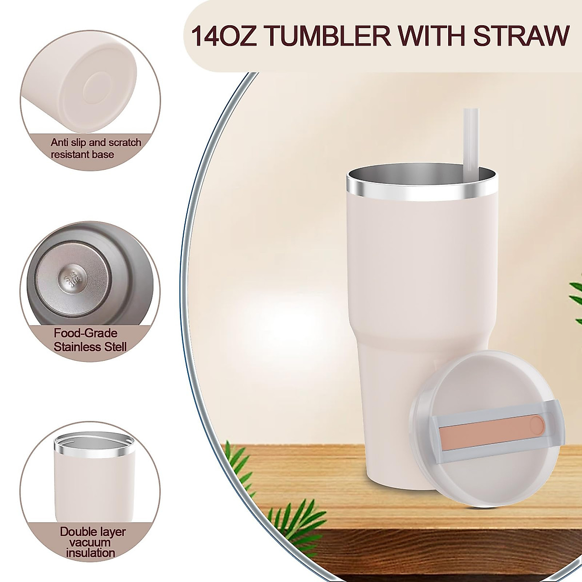 YOUEXPERT 14 oz Tumbler with Straw, Insulated Tumblers with Lid and Straw, 14 oz Cup Stainless Steel Mini Outdoor Sports Travel Tumblers - Iris