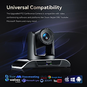 Tenveo 20X Optical Zoom PTZ Conference Room Camera, USB3.0/HDMI FHD 1080P 60FPS, for Video Conferencing Business Meeting Live Streaming Church Services Worship Events Education Skype Zoom Teams OBS