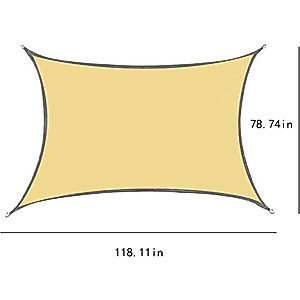 Rectangular Sunshade - 78.7×118" 4-Sided Sunshade Sail, Waterproof Awning, UV-Blocking Patio Decorative Awning for Patio Garden Outdoor Facilities